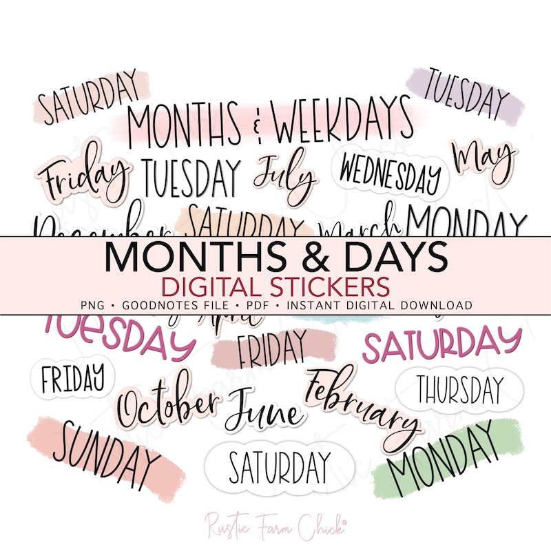 Calendar Name Stickers - Etsy UK