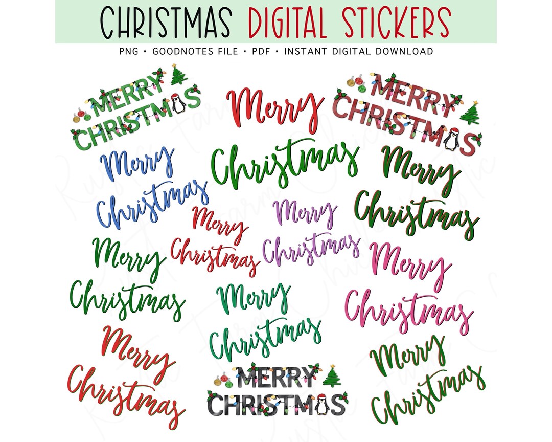 MERRY CHRISTMAS Digital Stickers for Goodnotes, Printable Planner ...