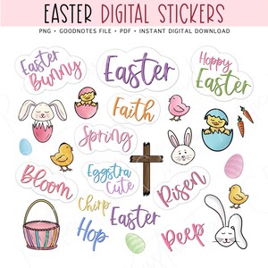EASTER Digital Stickers for Goodnotes Planner, Cute Pre-cropped ...