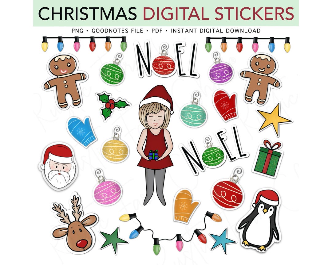 CHRISTMAS Digital Stickers, Seasonal Holidays Pre-cropped Digital ...