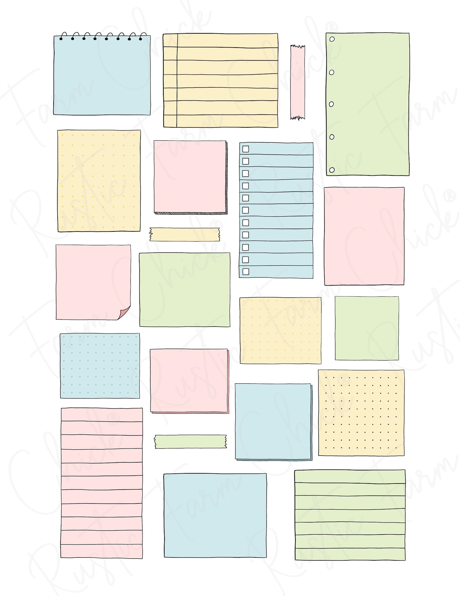 NOTES & NOTEPADS Digital Stickers for Goodnotes Pastel Sticky - Etsy