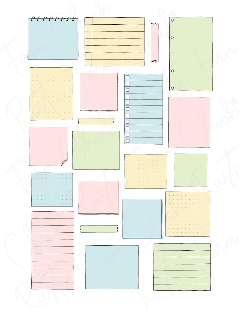 NOTES & NOTEPADS Digital Stickers for Goodnotes Pastel Sticky - Etsy