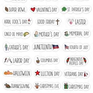 NATIONAL U.S. HOLIDAYS Digital Stickers, Annual Federal Holidays Pre ...