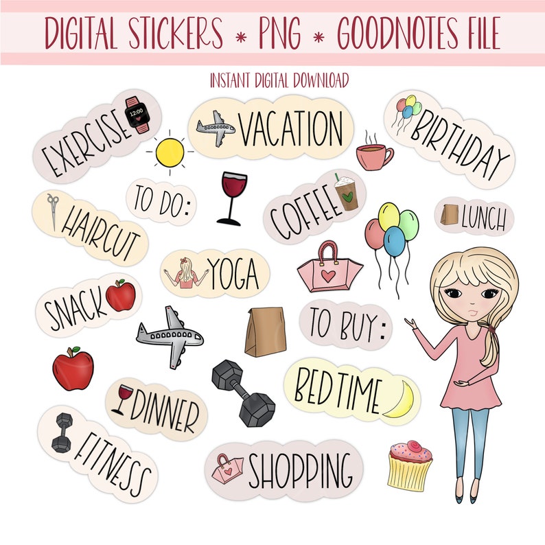 BASIC Digital Stickers For Goodnotes Planner Goodnotes Etsy Canada