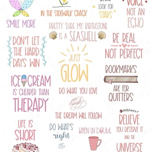 POSITIVE QUOTES Digital Stickers, Pre-cropped Digital Planner Stickers ...