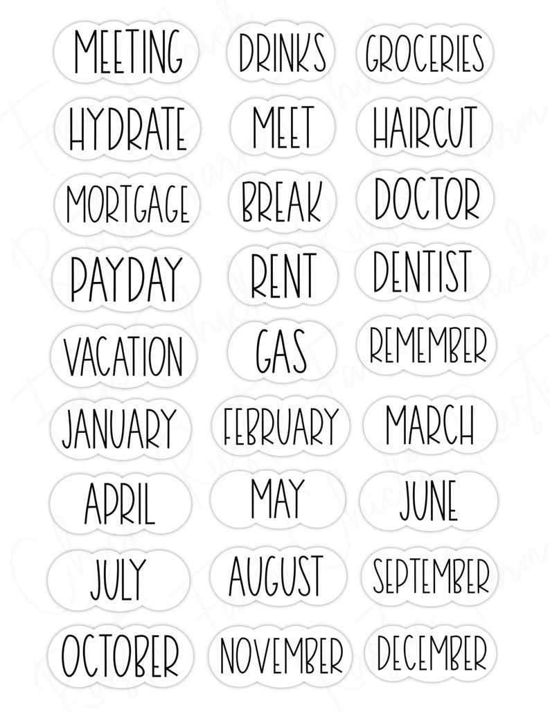 BOHO Digital Stickers, Basic Pre-cropped Digital Planner Stickers ...