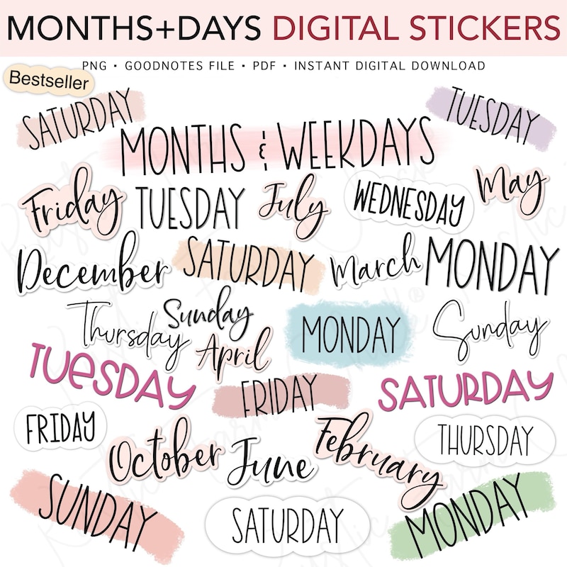 Weekday Digital Sticker - Etsy
