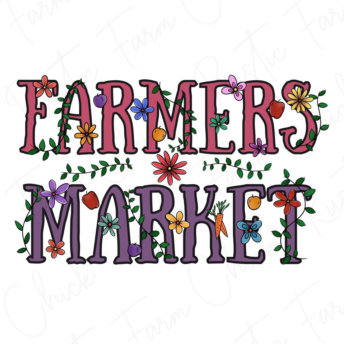 FARMERS MARKET Printable Digital Word Art Purple Farmers - Etsy