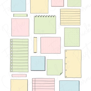 NOTES & NOTEPADS Digital Stickers for Goodnotes, Pastel Sticky Notes ...