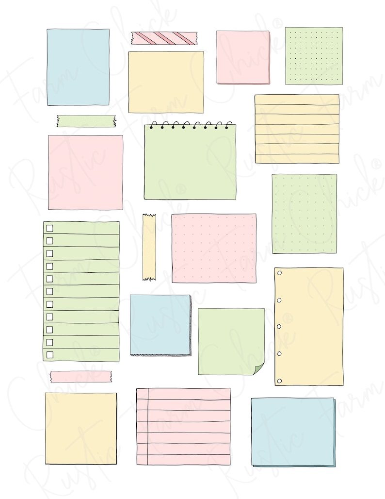 NOTES & NOTEPADS Digital Stickers for Goodnotes Pastel Sticky - Etsy