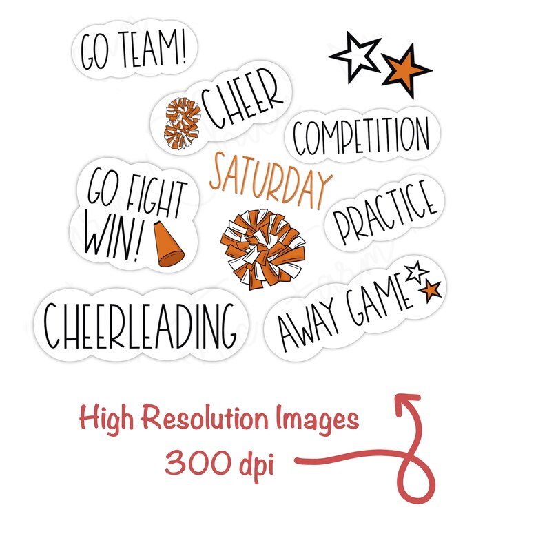 CHEERLEADER ORANGE Goodnotes Stickers, Digital Planner Stickers, Bonus ...