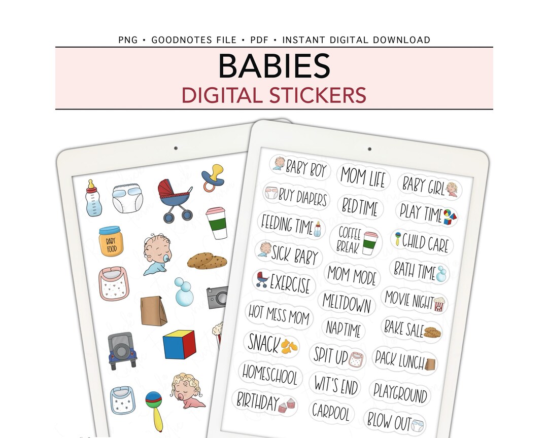 BABIES Goodnotes Stickers, Pre-cropped Digital Planner Stickers, Bonus ...