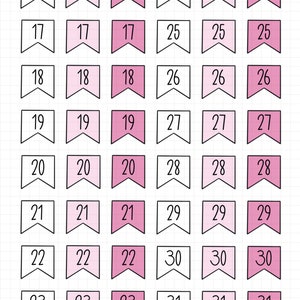 CALENDAR Digital Stickers, Pink Numbers Pre-cropped Digital Planner ...