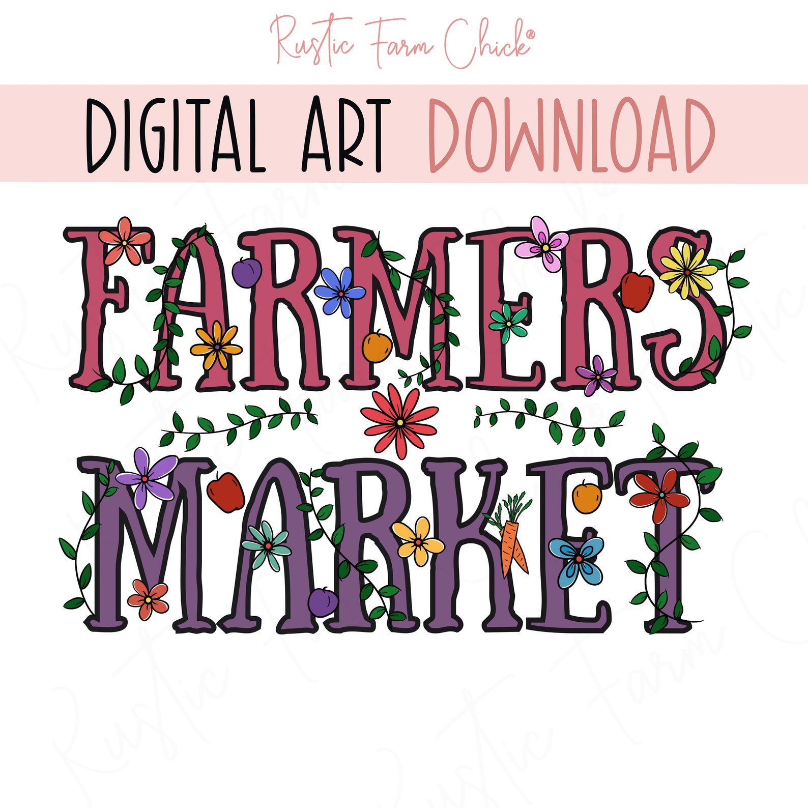 FARMERS MARKET Printable Digital Word Art Purple Farmers - Etsy