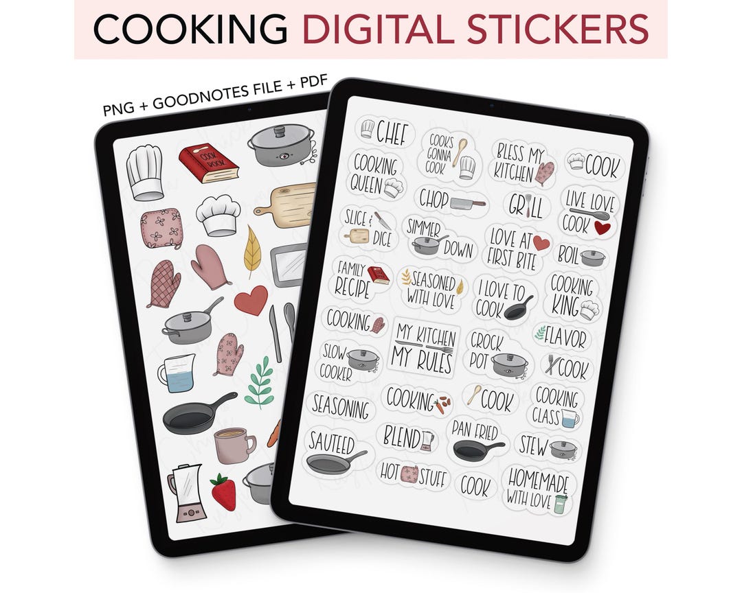 COOKING Digital Stickers, Planner Stickers for Chef Kitchen Cook, Pre ...