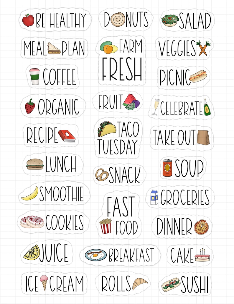 FOOD Digital Stickers, Junk Food, Fast Food, Goodnotes Pre-cropped ...