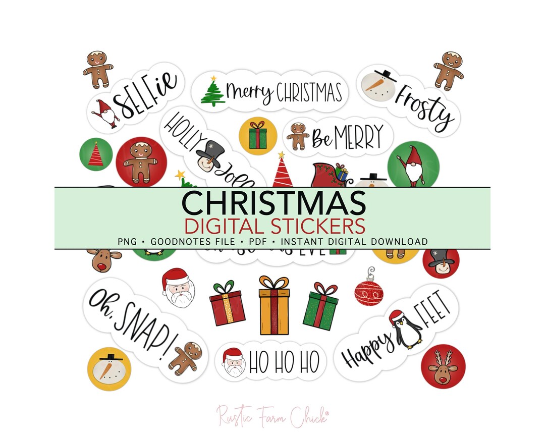 CHRISTMAS Digital Stickers, Holiday Pre-cropped Digital Planner ...