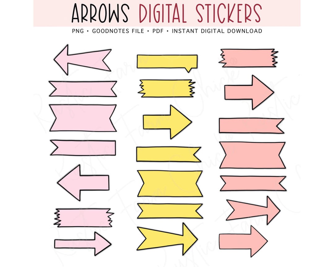 Arrows Widgets Planner Stickers, Pre-cropped Digital Stickers ...