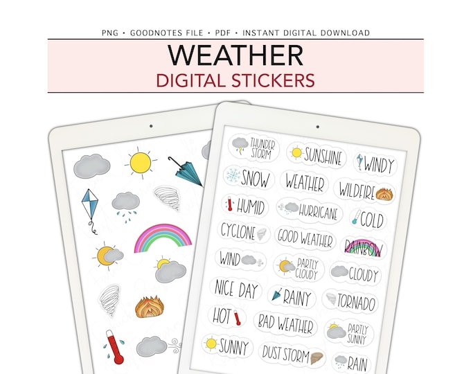 Weather Digital Stickers, Weather Icons for Goodnotes Journal Planner ...