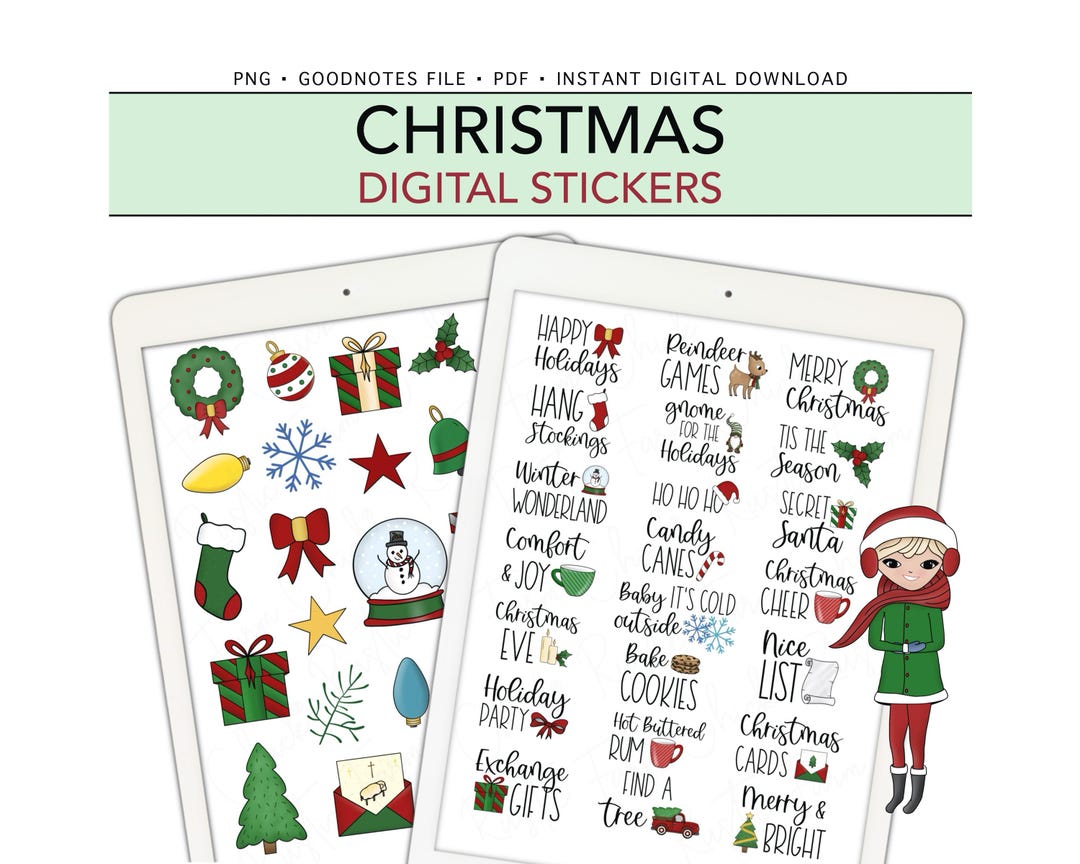 CHRISTMAS Words & Phrases, Goodnotes Stickers, Holidays Pre-cropped ...
