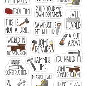 TOOLS Digital Stickers, Construction Pre-cropped Digital Planner ...