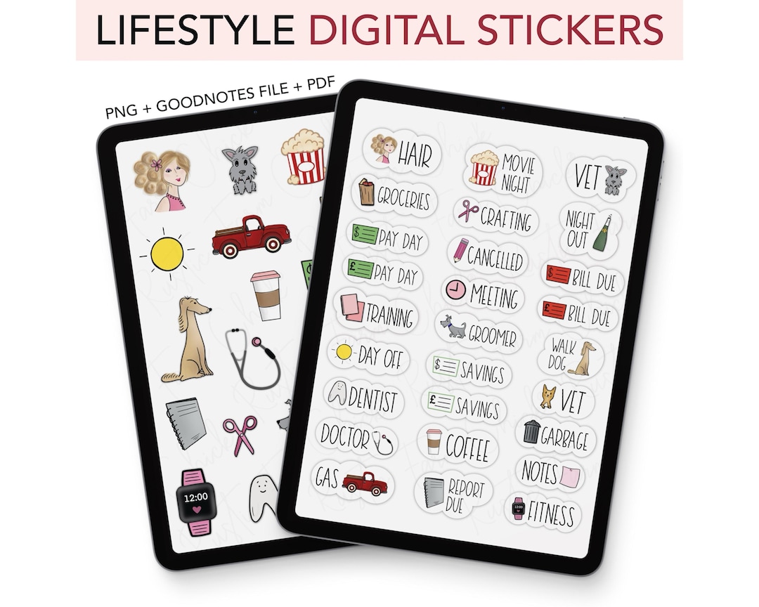 LIFESTYLE Digital Stickers for Planner Activities, Basic Digital ...
