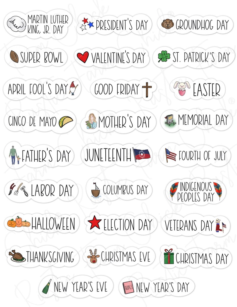 NATIONAL U.S. HOLIDAYS Digital Stickers Goodnotes Stickers - Etsy