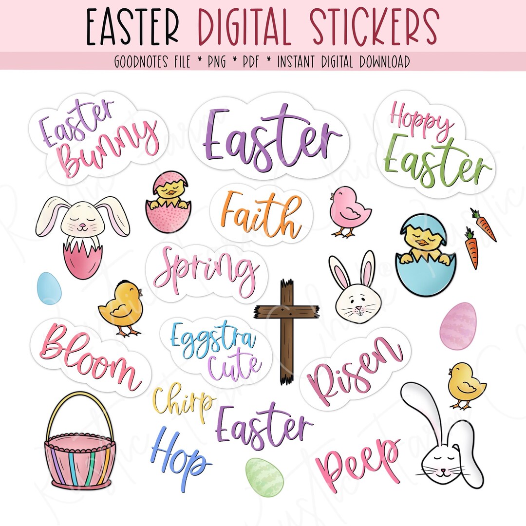 EASTER Digital Stickers for Goodnotes Cute Pre-cropped - Etsy