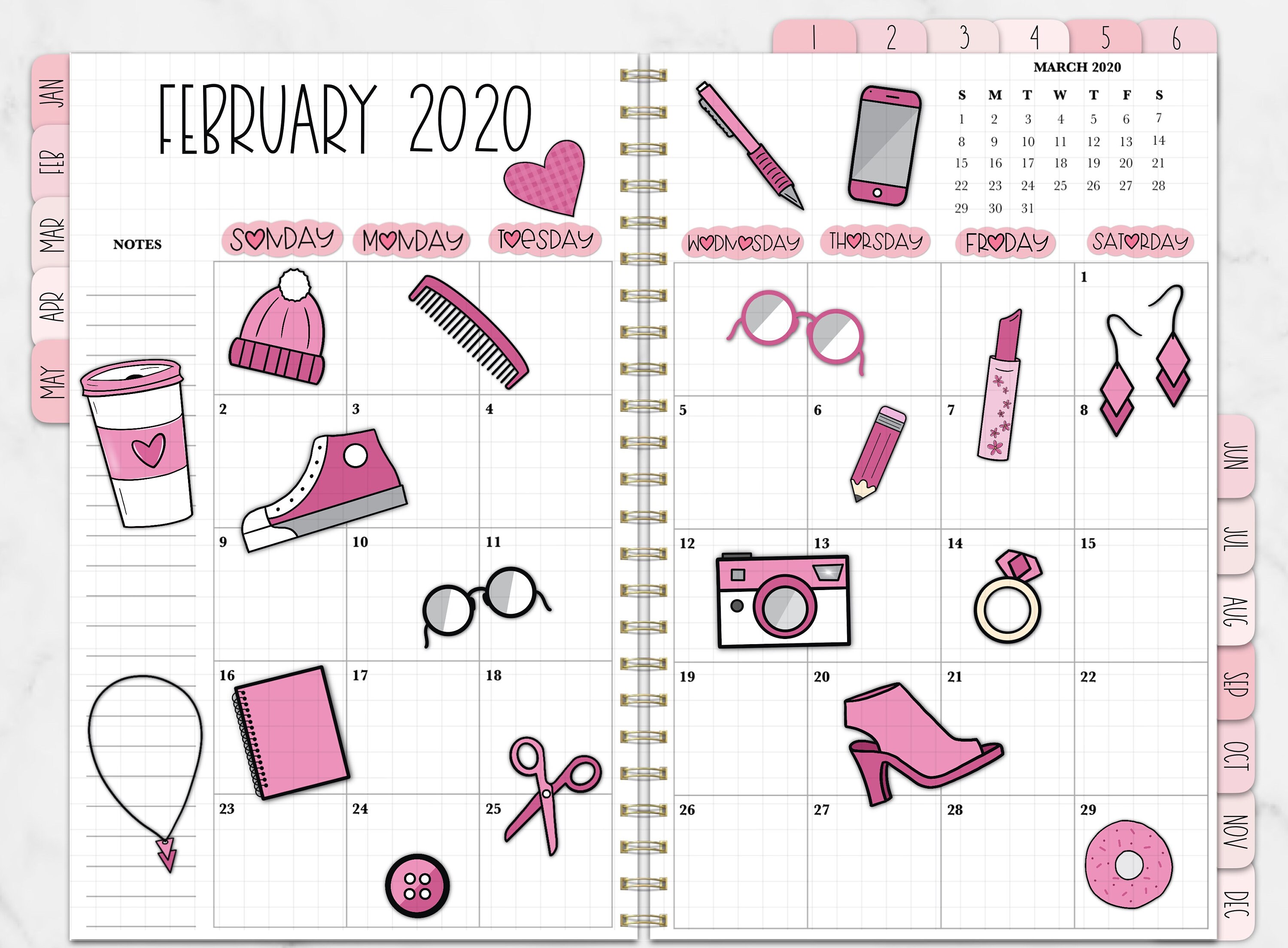 CUTE PINK Digital Stickers for Goodnotes Pre-cropped PNG | Etsy