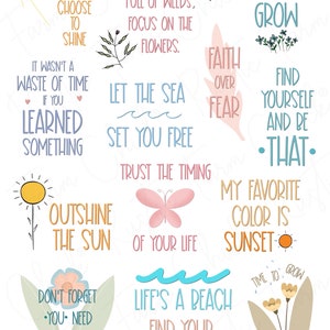 POSITIVE QUOTES Digital Stickers, Pre-cropped Digital Planner Stickers ...