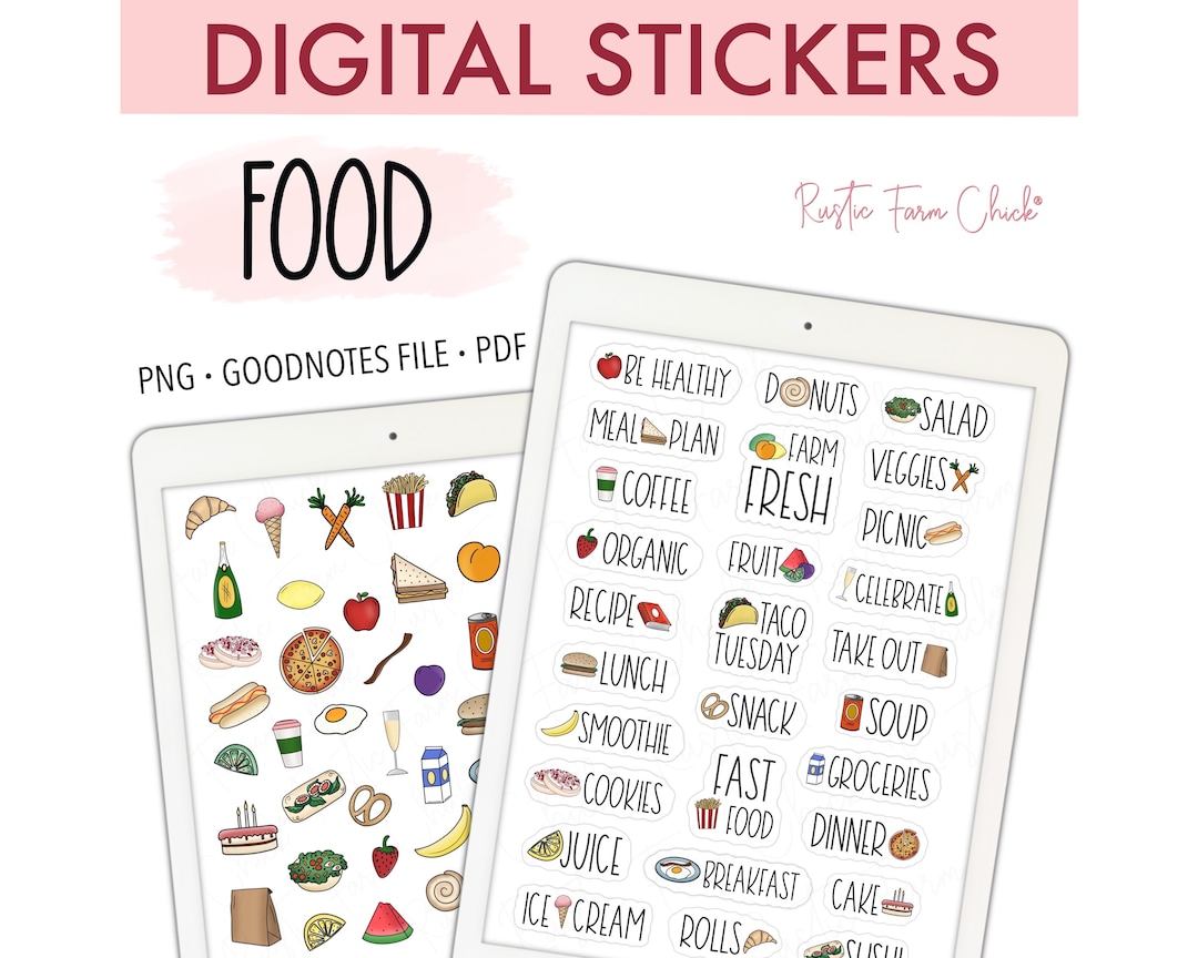 FOOD Digital Stickers, Goodnotes Planner Stickers, Junk Food Pre ...