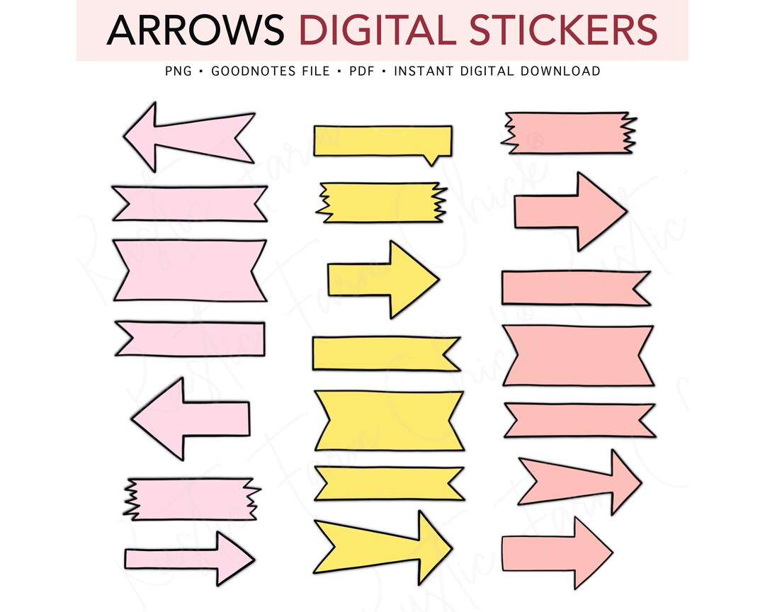 Arrows Digital Stickers, Goodnotes Stickers, Pre-cropped Digital ...