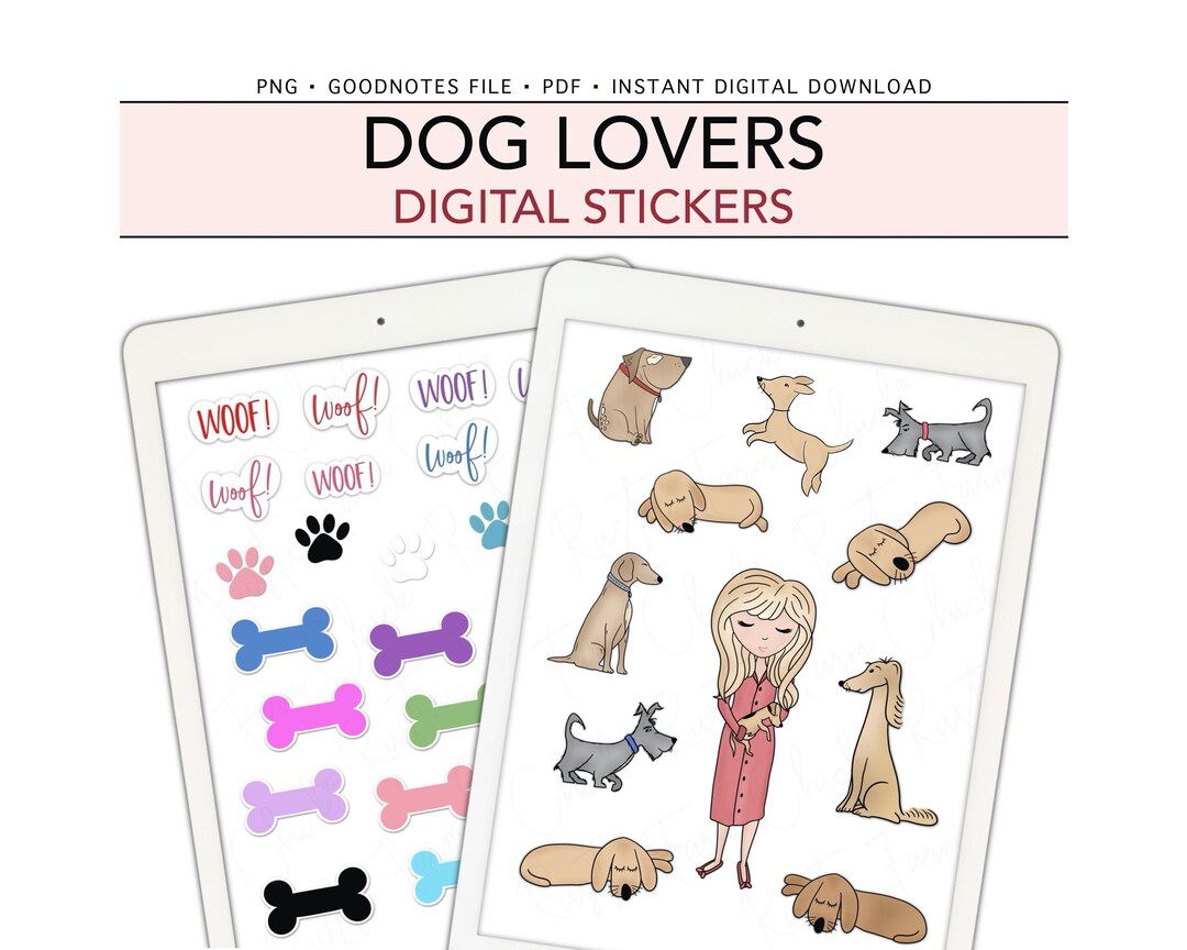 DOGS Digital Stickers for Goodnotes, Dog Mom, Pre-cropped Digital ...