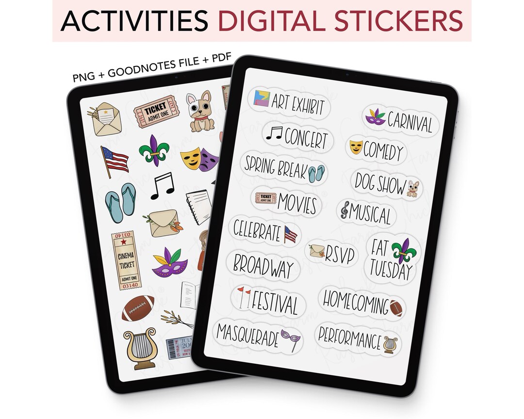 ACTIVITIES & EVENTS Pre-cropped Digital Stickers for Movies Concerts ...