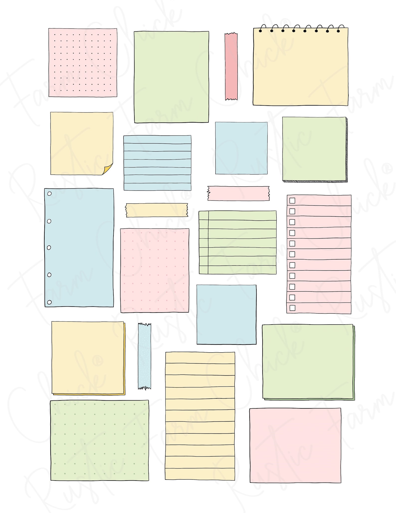 NOTES & NOTEPADS Digital Stickers for Goodnotes Pastel Sticky - Etsy
