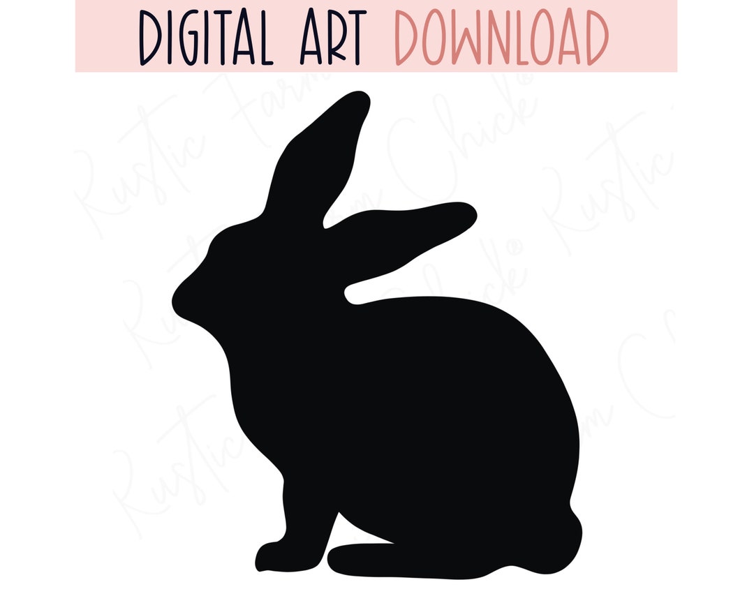 BLACK RABBIT Silhouette Printable Digital Art Easter Bunny - Etsy