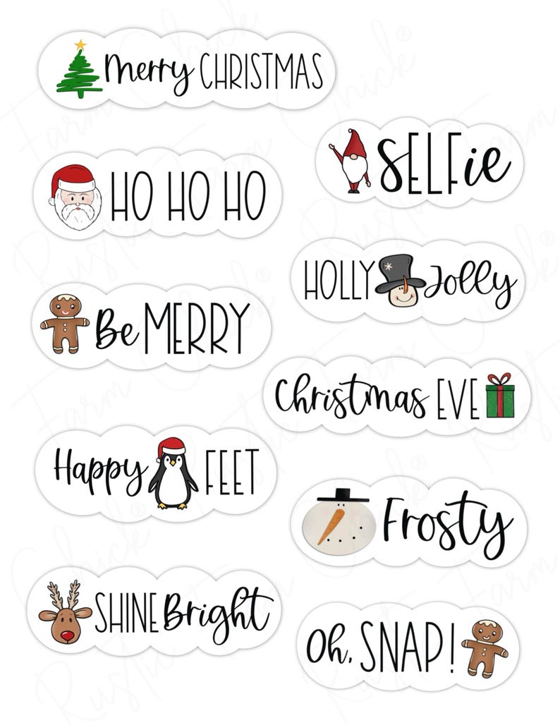 CHRISTMAS Digital Stickers, Holiday Pre-cropped Digital Planner ...