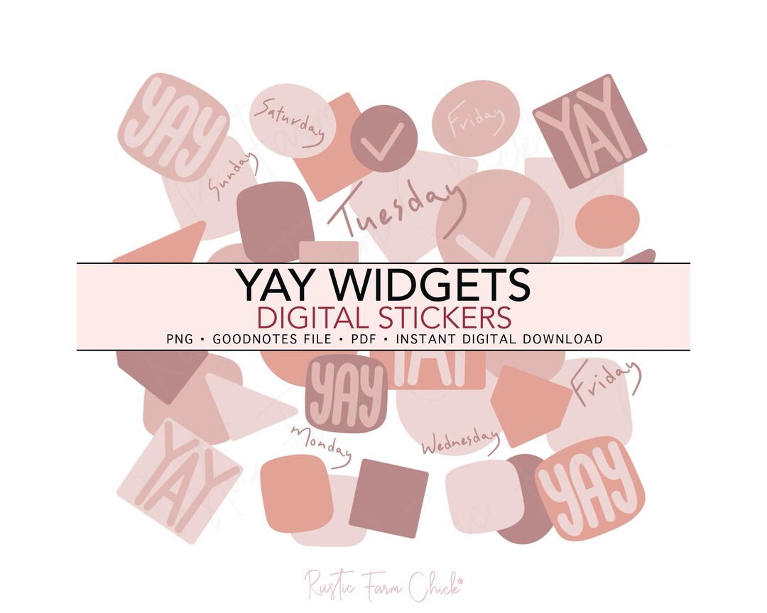 YAY Digital Stickers, Widgets Pre-cropped Digital Planner Stickers ...