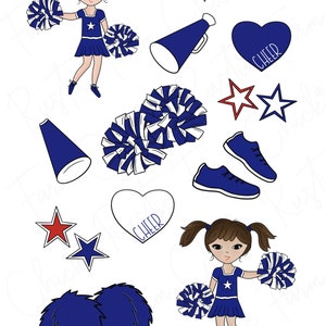 CHEERLEADER Digital Stickers for Goodnotes, Blue Cheer Pre-cropped ...