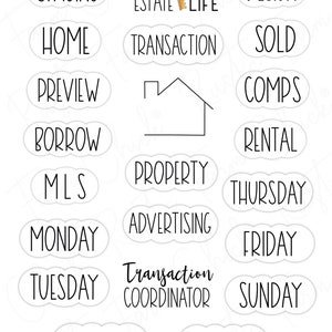 REAL ESTATE Digital Stickers for Goodnotes, Realtor Pre-cropped Digital ...