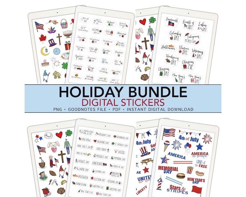 U.S. HOLIDAYS Mega Bundle Digital Stickers | Goodnotes Planner | iPad ...