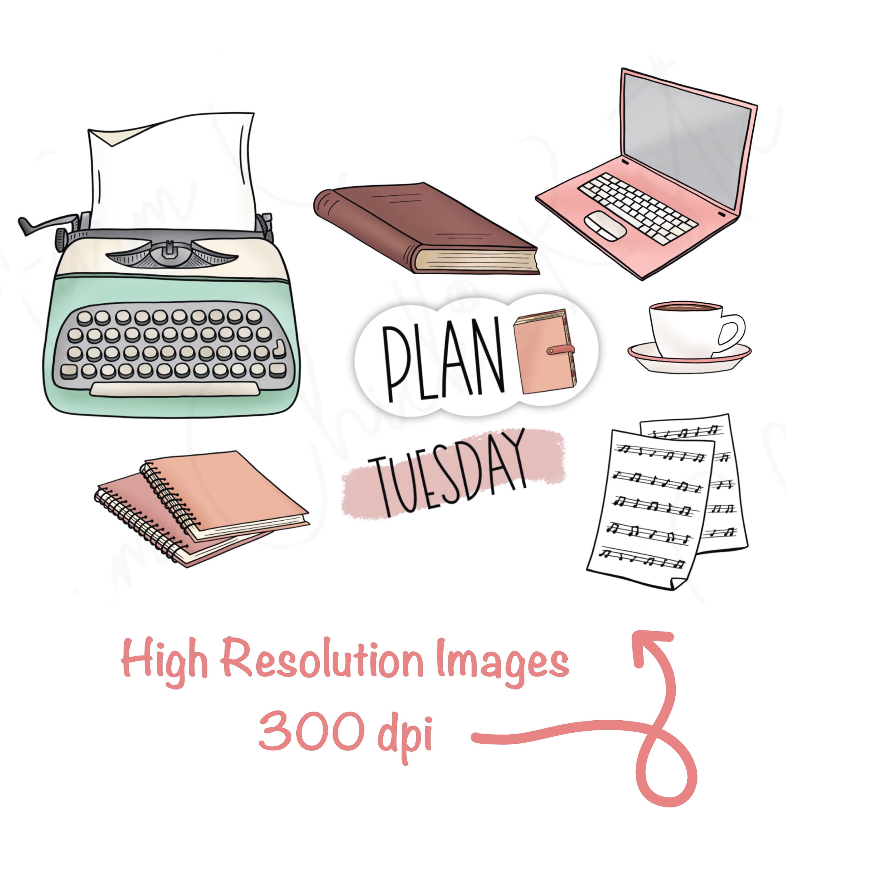 WRITERS Digital Stickers, Author Editor Pre-cropped Digital Planner ...