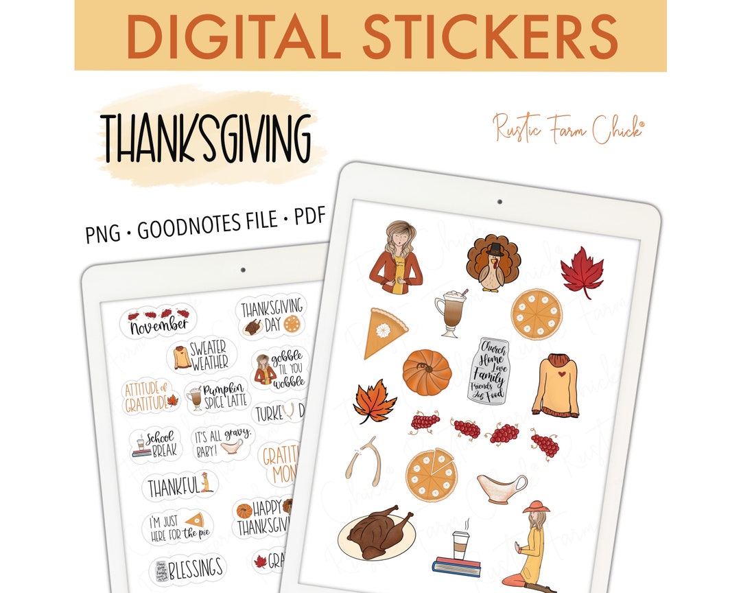 THANKSGIVING Printable Clipart, DIY Card Art, Pre-cropped PNG Digital ...