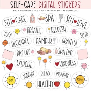 SELF-CARE Digital Stickers for Goodnotes, Self-love Pre-cropped Digital ...