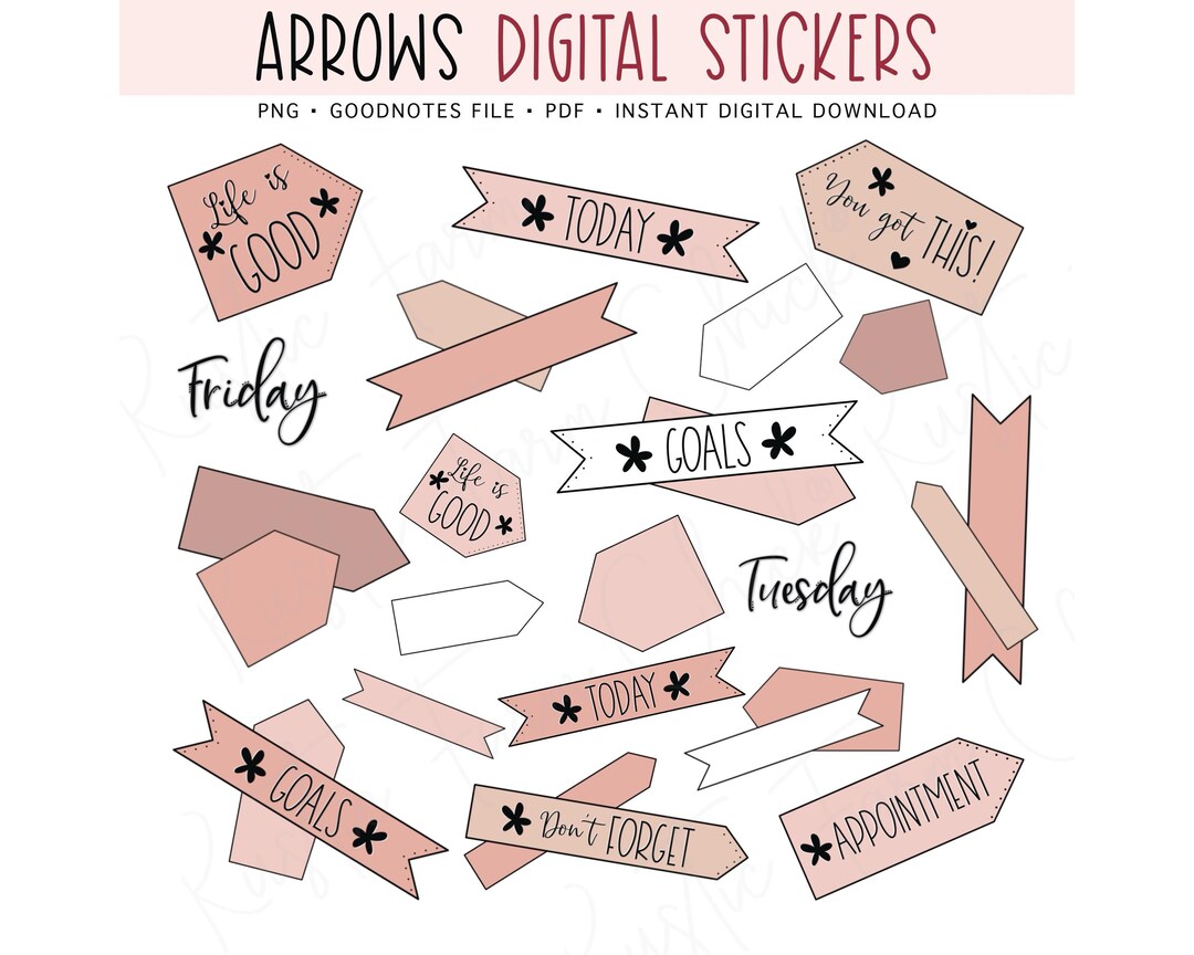 ARROWS & WIDGETS Digital Stickers, Basic Pre-cropped Digital Planner ...