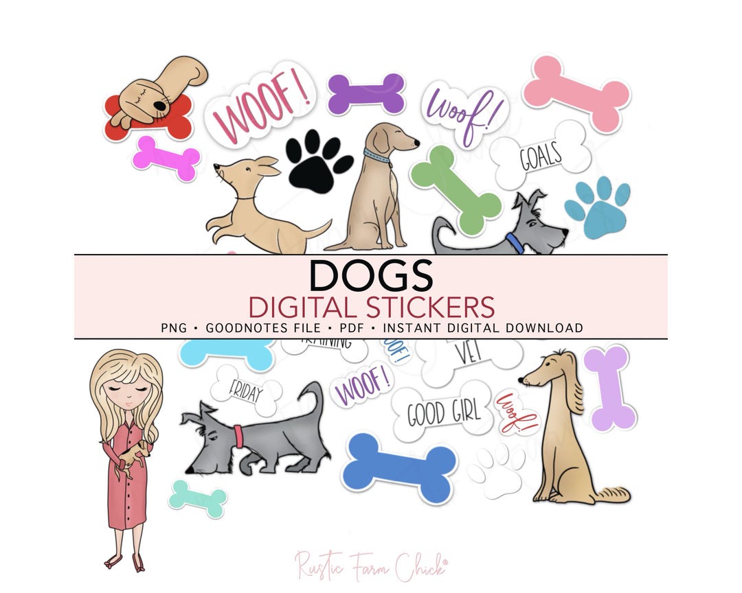 DOGS & Dog Mom Digital Stickers, Goodnotes Stickers, Pre-cropped ...
