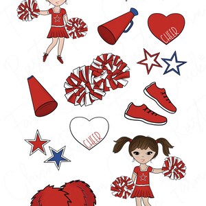 CHEERLEADER Digital Stickers for Goodnotes, Red Cheer Pre-cropped ...