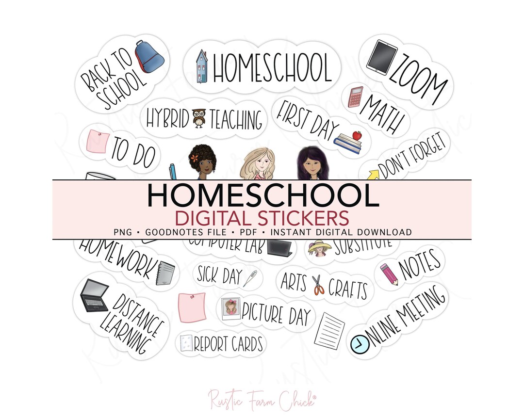 HOMESCHOOL TEACHER Digital Stickers, Goodnotes Stickers, Teaching Theme ...