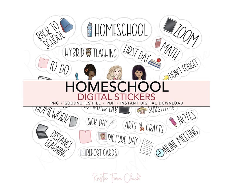 HOMESCHOOL TEACHER Digital Stickers, Goodnotes Stickers, Teaching Theme ...