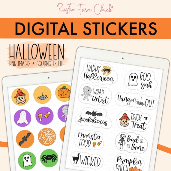 Paper digital planning digital sticker kit Halloween Precropped ...